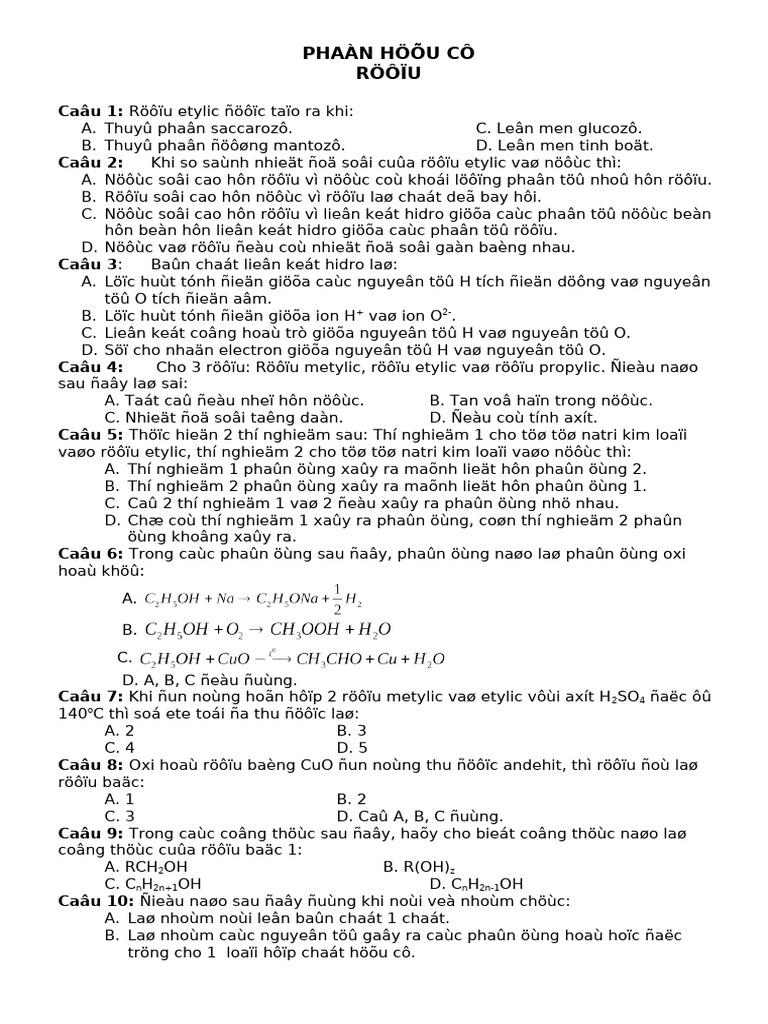Trac Nghiem Hoa 12 Huu Co | PDF