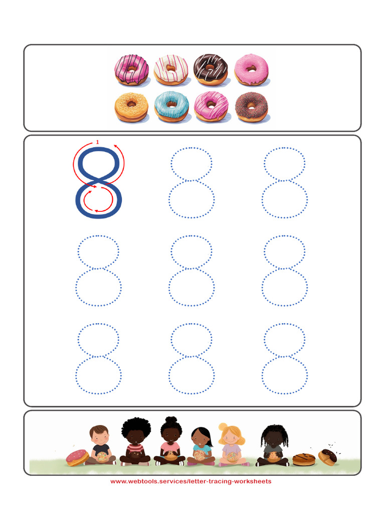 Number 8 Tracing Worksheet-A4 | PDF | Computers