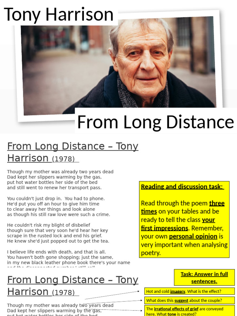 From Long Distance Tony Harrison | PDF | Poetry