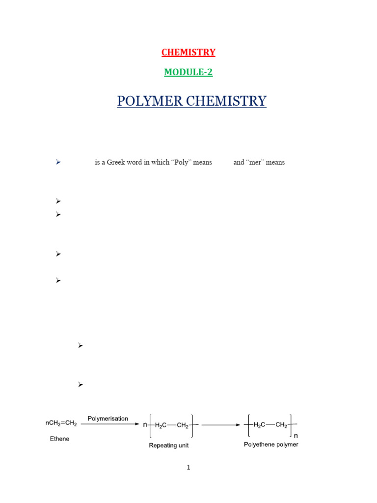 Module 2 (Polymer Chemistry) | PDF