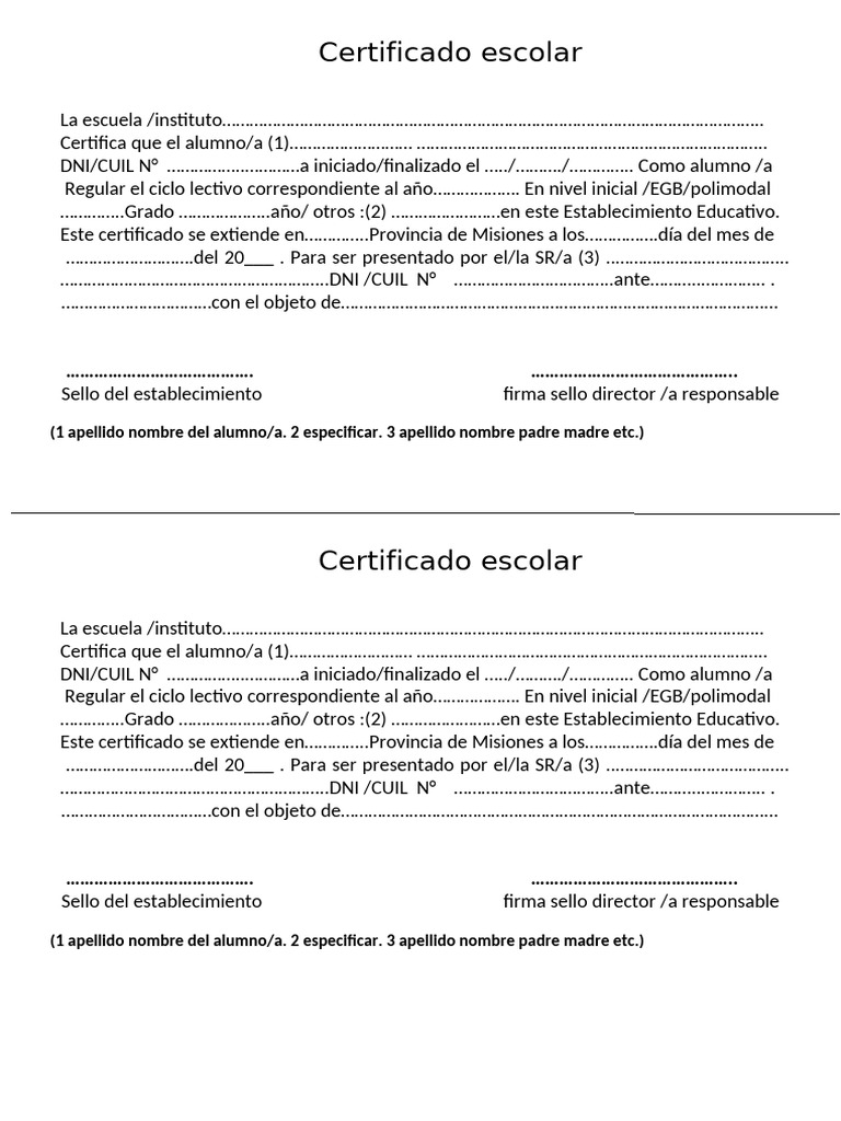 Certificado Escolar | PDF