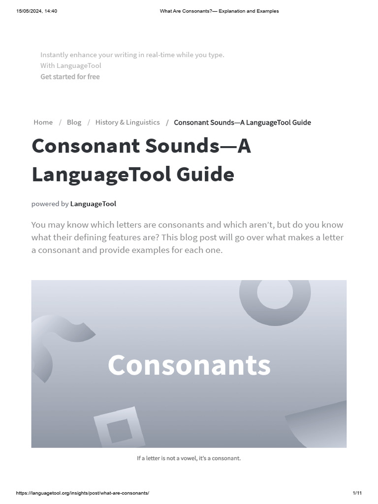 What Are Consonants - Explanation and Examples | PDF | Consonant | Vowel