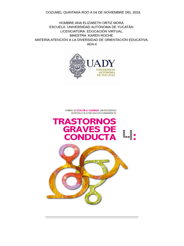 ADA 4. Trastornos Graves de Conducta | PDF | Desorden hiperactivo y deficit de atencion ...