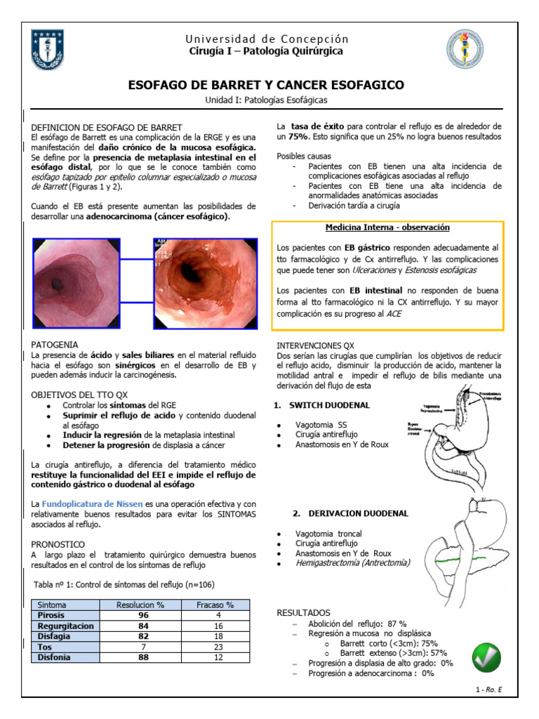 Esofago de Barret y Cancer Esofagico | PDF | La enfermedad por reflujo ...