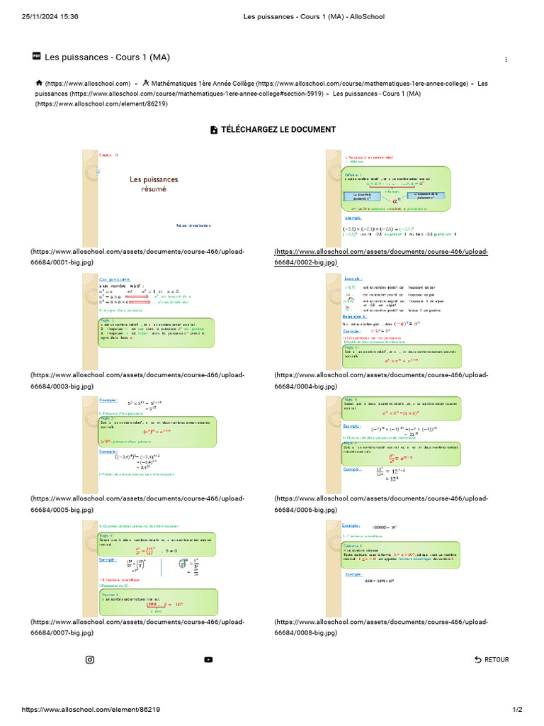 Les Puissances - Cours 1 (MA) - AlloSchool | PDF