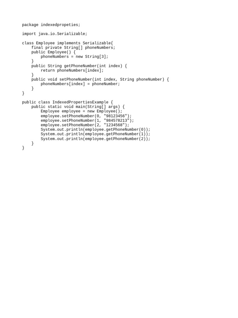 Indexed Properties Example | PDF