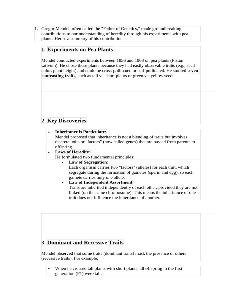 Mendel's Laws of Heredity Explained | PDF | Genetics | Biology