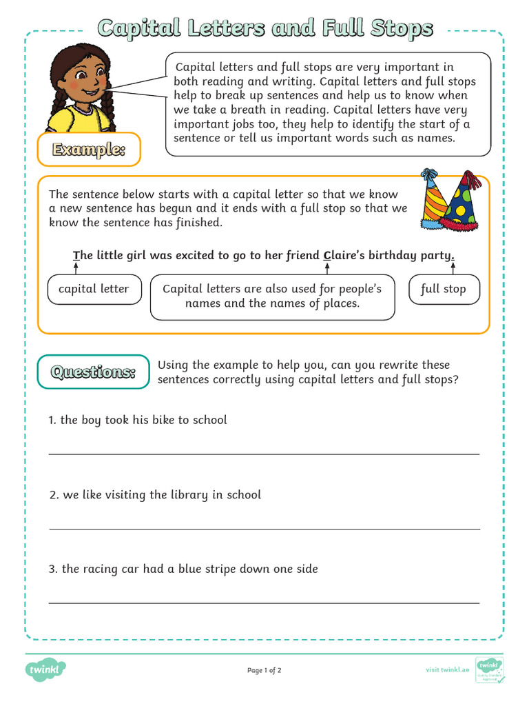 Importance of Capital Letters & Full Stops | PDF | Home & Garden