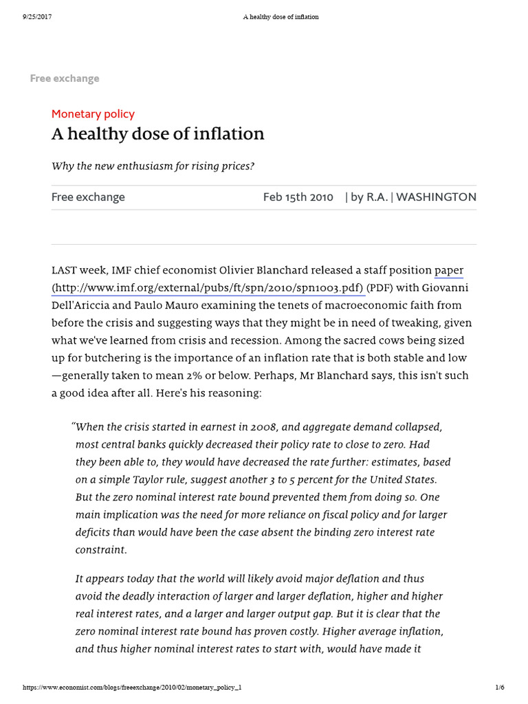 6 - TheEconomist - A Healthy Dose of Inflation | PDF