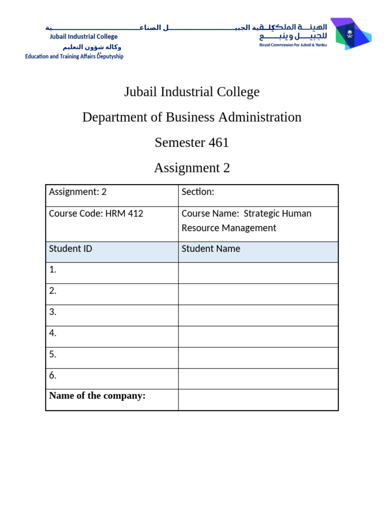 HRM 412 - Assignment 2 - 461 | PDF | Human Resource Management | Citation