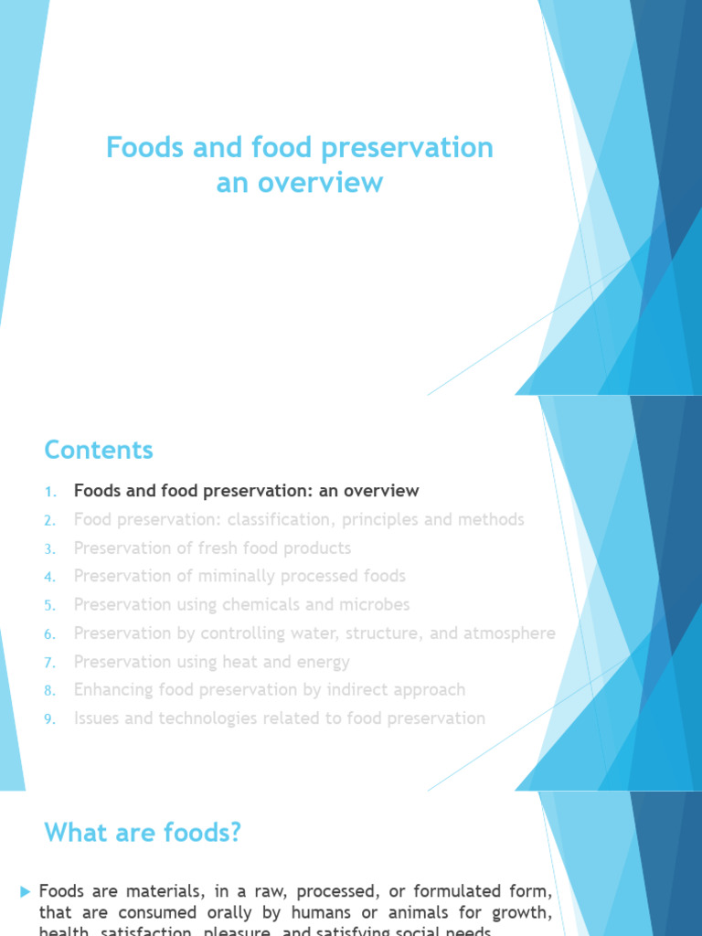 Foods and Food Preservation - An Overview | PDF | Foods | Food Preservation