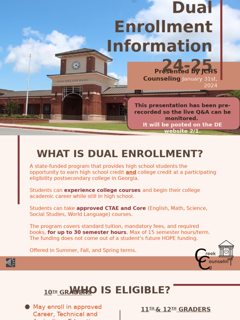 2024-25 Dual Enrollment Guide for JCHS | PDF | Sat | University And ...