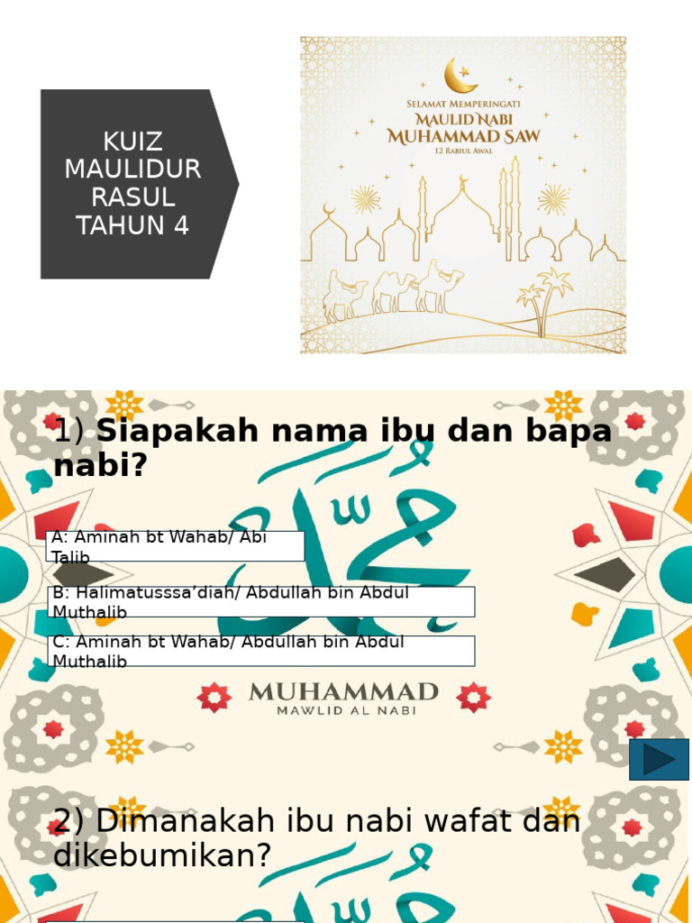 Kuiz Maulidur Rasul Tahun 4 | PDF | Agama & Spiritualitas