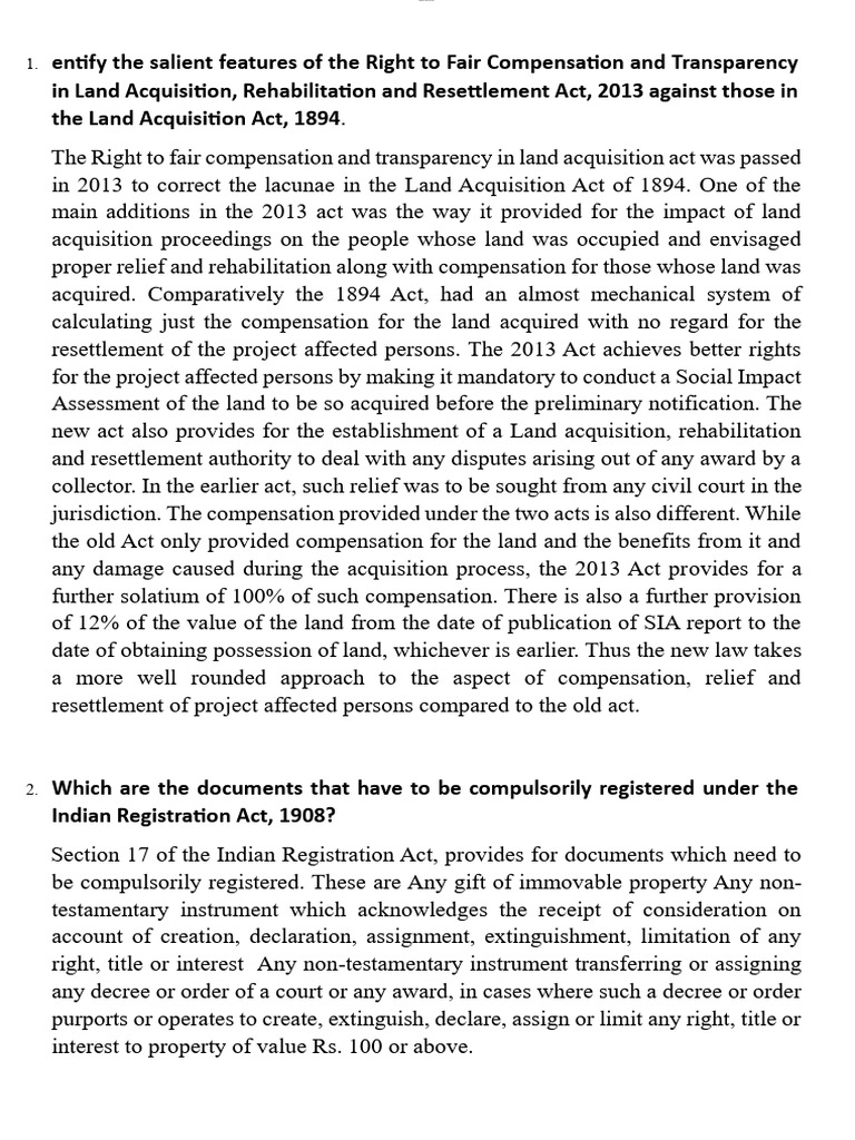 6 TH 12 Mark Land Laws Final | PDF | Eviction | Lease