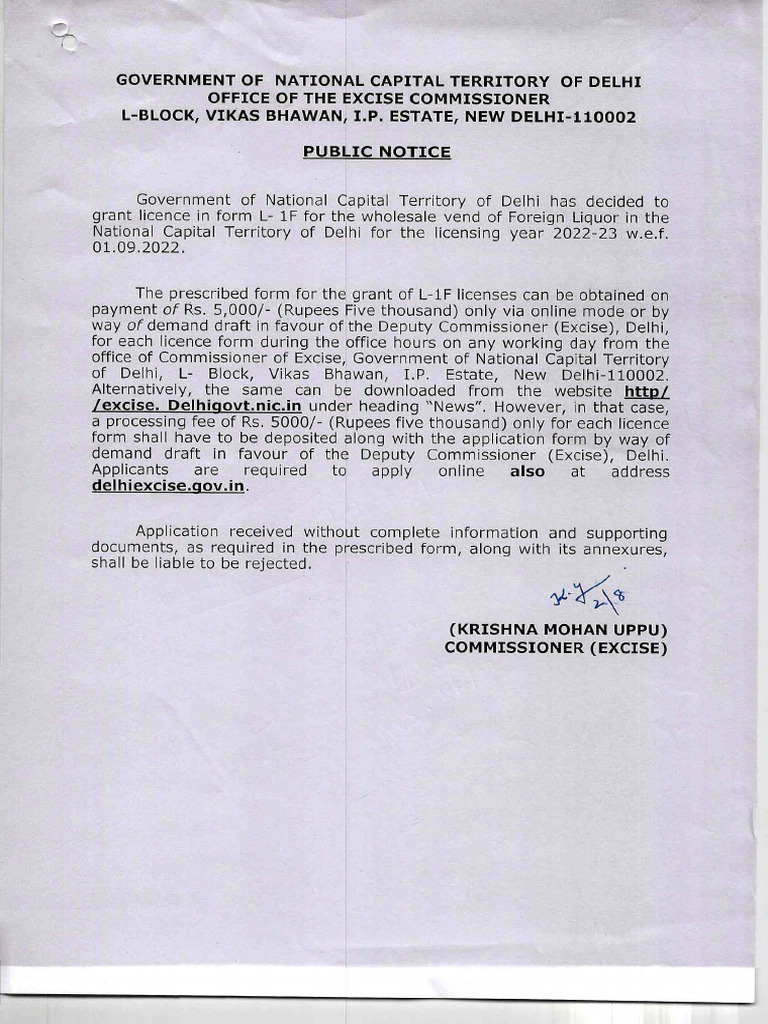 DL L - 1F - Public - Notice - 2022 - 23 | PDF | Alcoholic Beverages ...