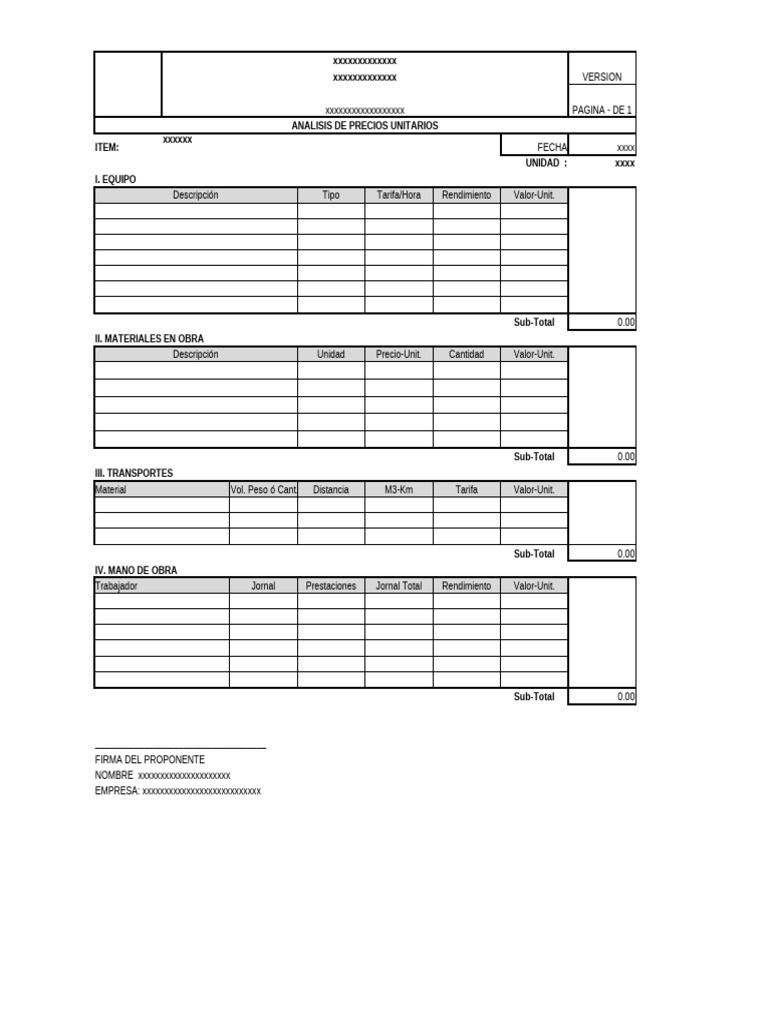 Formato de Memoria y APU | PDF