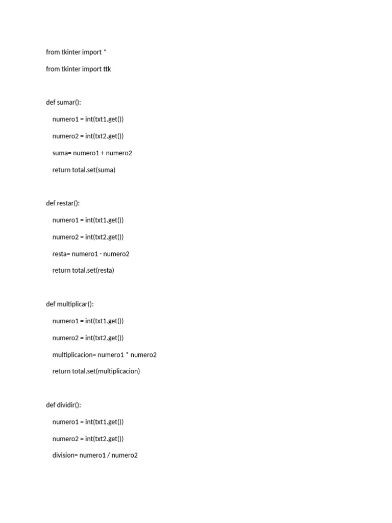 Calculadora Tkinter | PDF