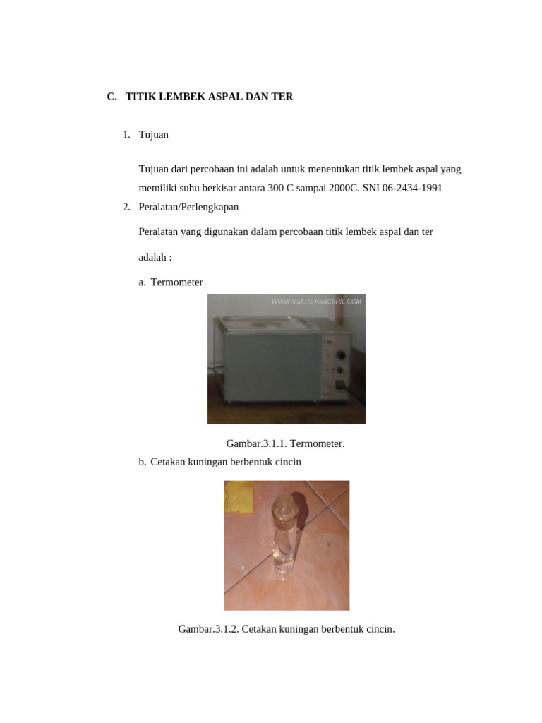 Titik Lembek Aspal: Prosedur & Hasil | PDF