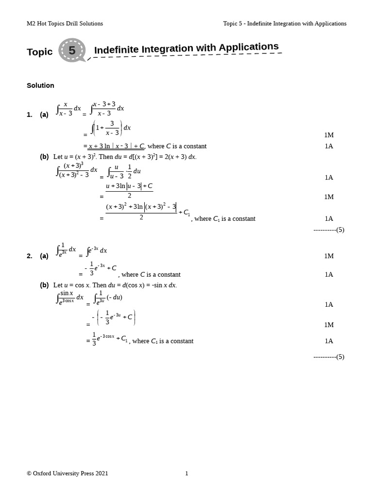 OUP M2 Drill Topic 5 Sol e | PDF | Mathematical Objects | Mathematical Physics