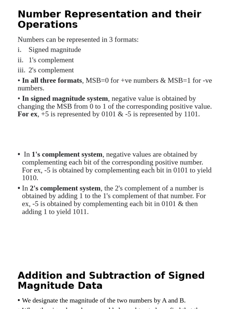 Number Representation and Operations Guide | PDF | Computer Science ...