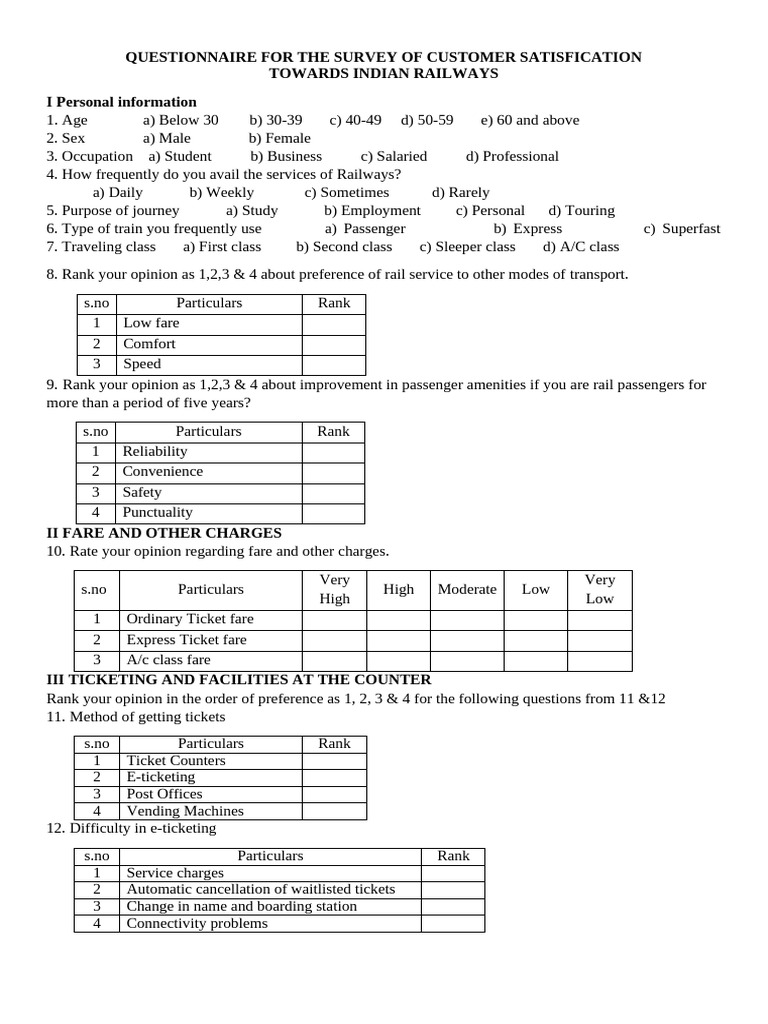 Final Questioner For Survey New | PDF | Rail Transport | Transport