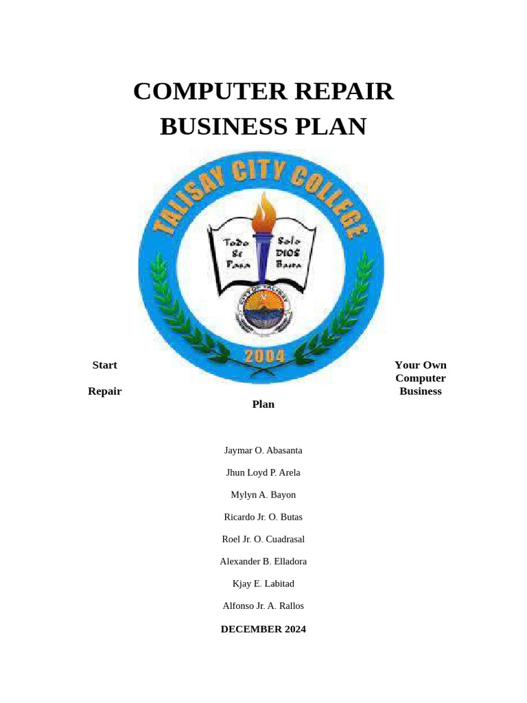 Computer Repair Business Plan Guide | PDF | Career & Growth