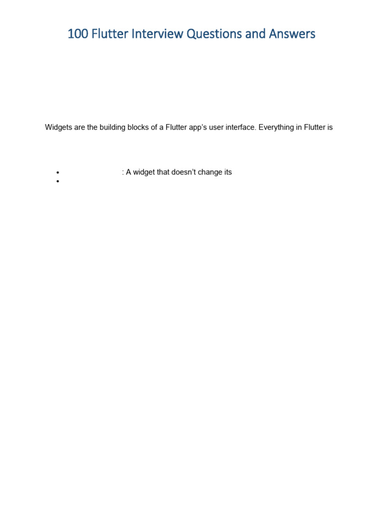 100 Flutter Interview Questions and Answers 1732082001 | PDF | Mobile App | Ios