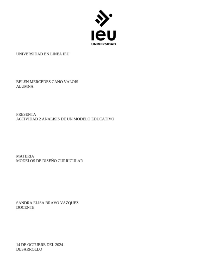Actividad 2 Universidad Ieu | PDF | Enseñando | Plan de estudios