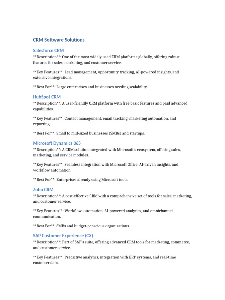 CRM_Software_List | PDF | Customer Relationship Management ...