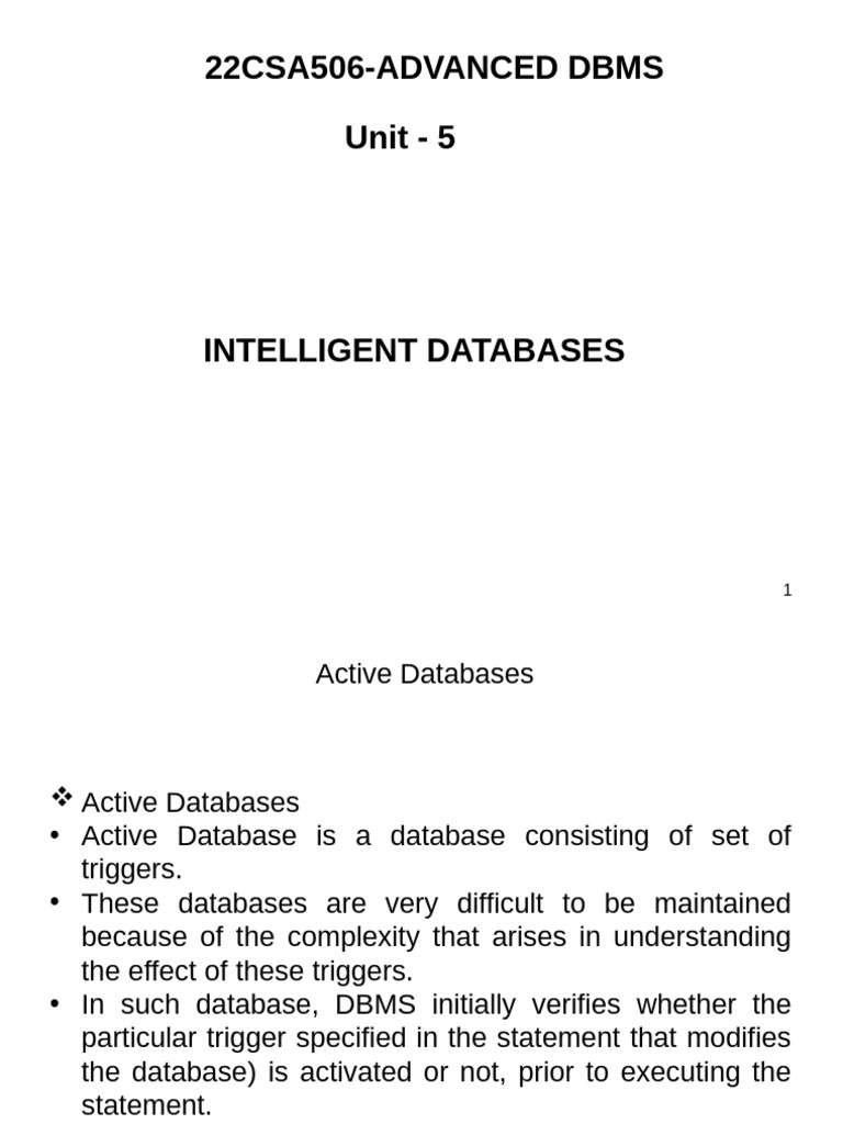 Adv DBMS-Unit 5 | PDF | Databases | Computing Adv DBMS-Unit 5 | PDF | Databases | Computing