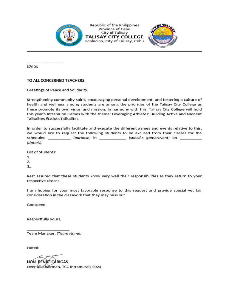 Talisay City College Intramural Games 2024 | PDF