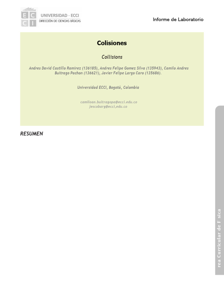 Laboratorio Física Mecanica Corte III (Colisiones) | PDF | Impulso | Mecánica
