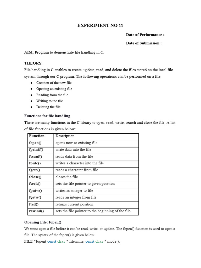 Exp11 Writeup Pdf Pointer Computer Programming Filename