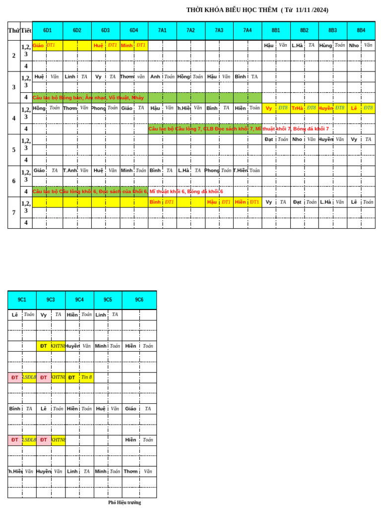 TKB 11-11-2024 (Chốt) | PDF