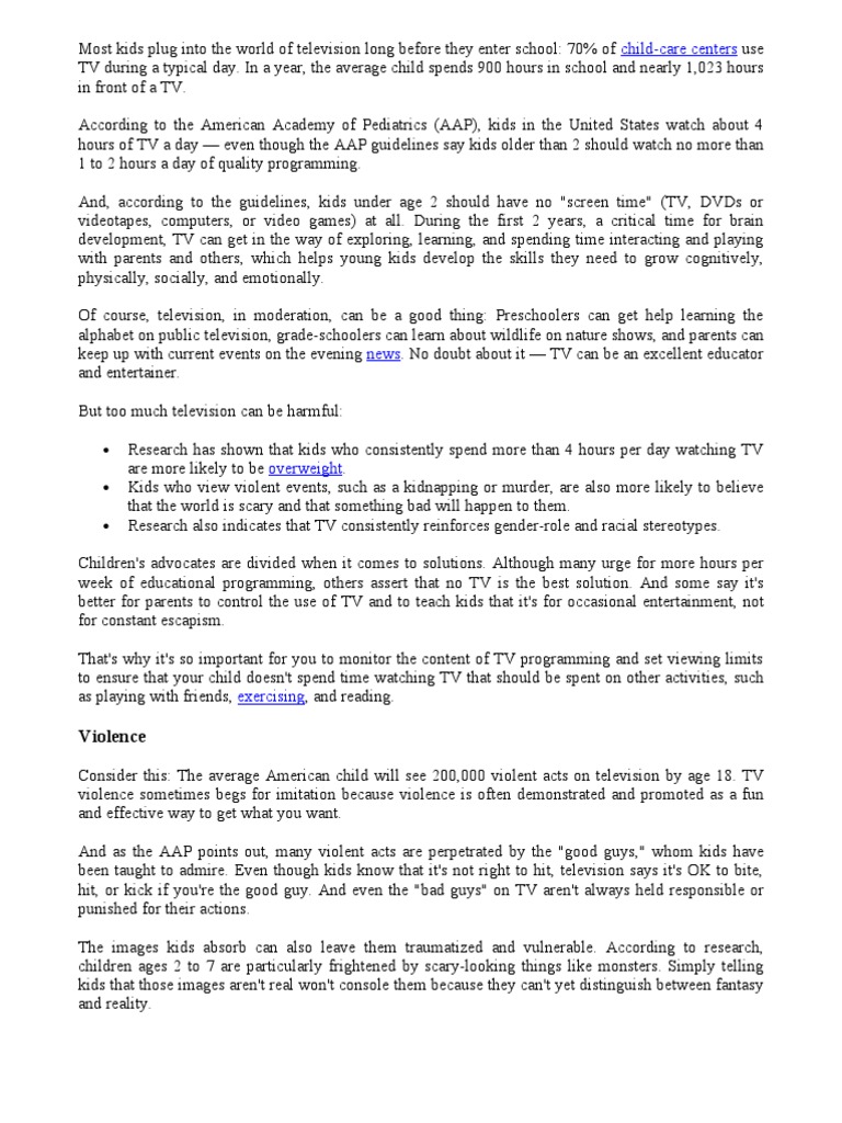 Effects of TV | PDF | Entertainment (General) | Wellness