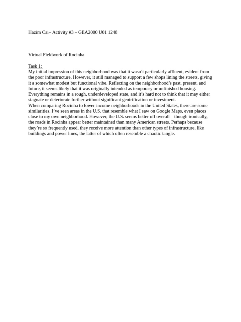 Virtual Fieldwork of Rocinha | PDF