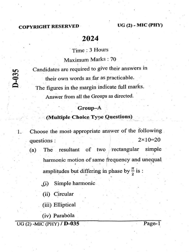 Physics Mic Lnmu 23-27 Test Paper | PDF