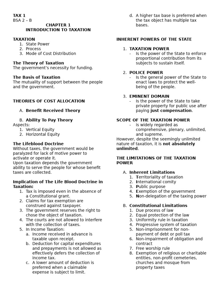 Tax 1 | PDF | Taxes | Income Tax