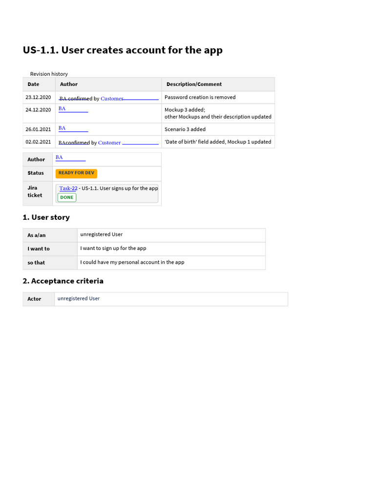 US Sample - User Creates Account For The App | PDF | Mobile App | Computing