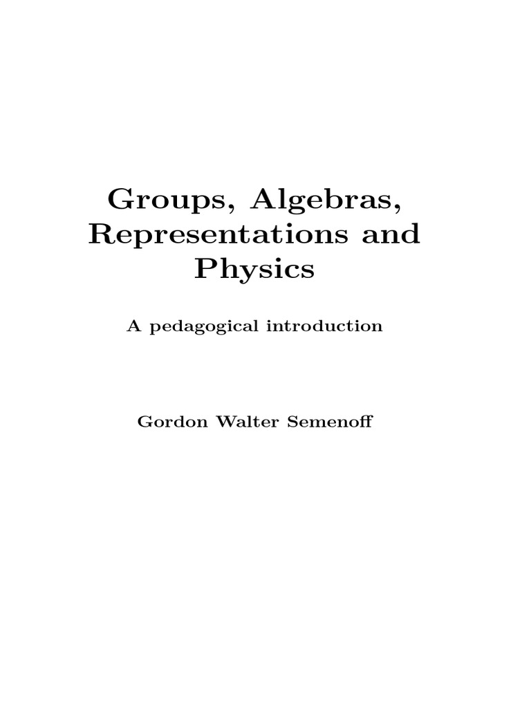 Group Theory Book | PDF | Group (Mathematics) | Representation Theory