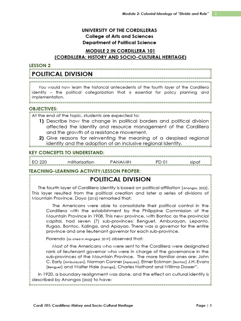 Cordi mod 2 l2 | PDF | Philippines