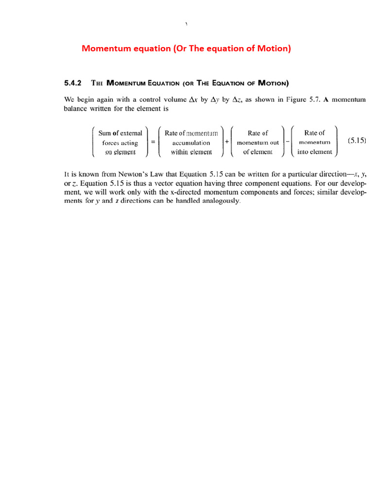 Momentum Equations 1 | PDF