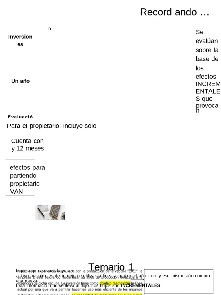 Evaluación de Inversiones Incrementales | PDF | Dinero | Economias