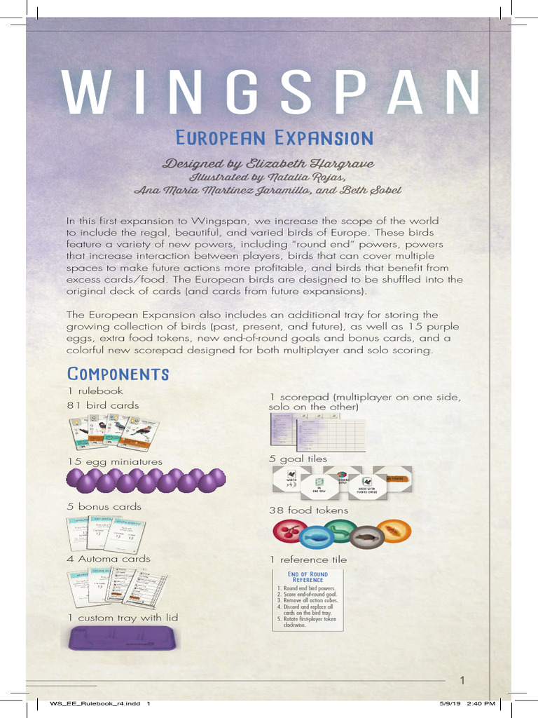 Wingspan European Expansion Rules | PDF | Birds | Birds Of Eurasia