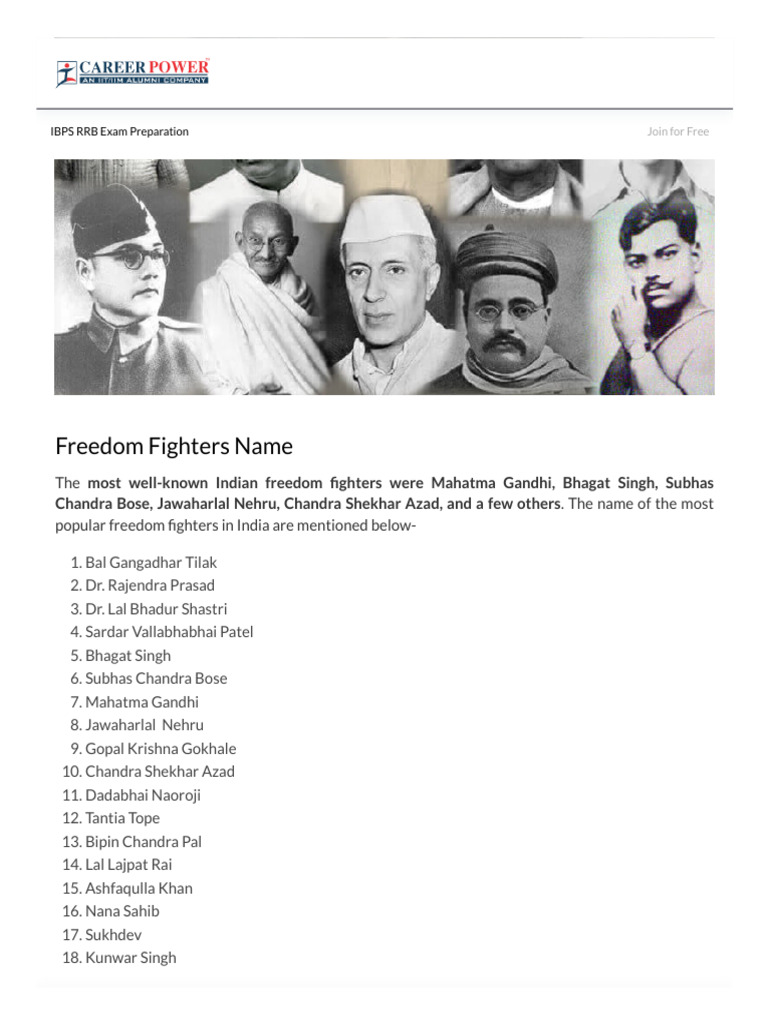Freedom Fighters of India | PDF | Indian Independence Movement ...