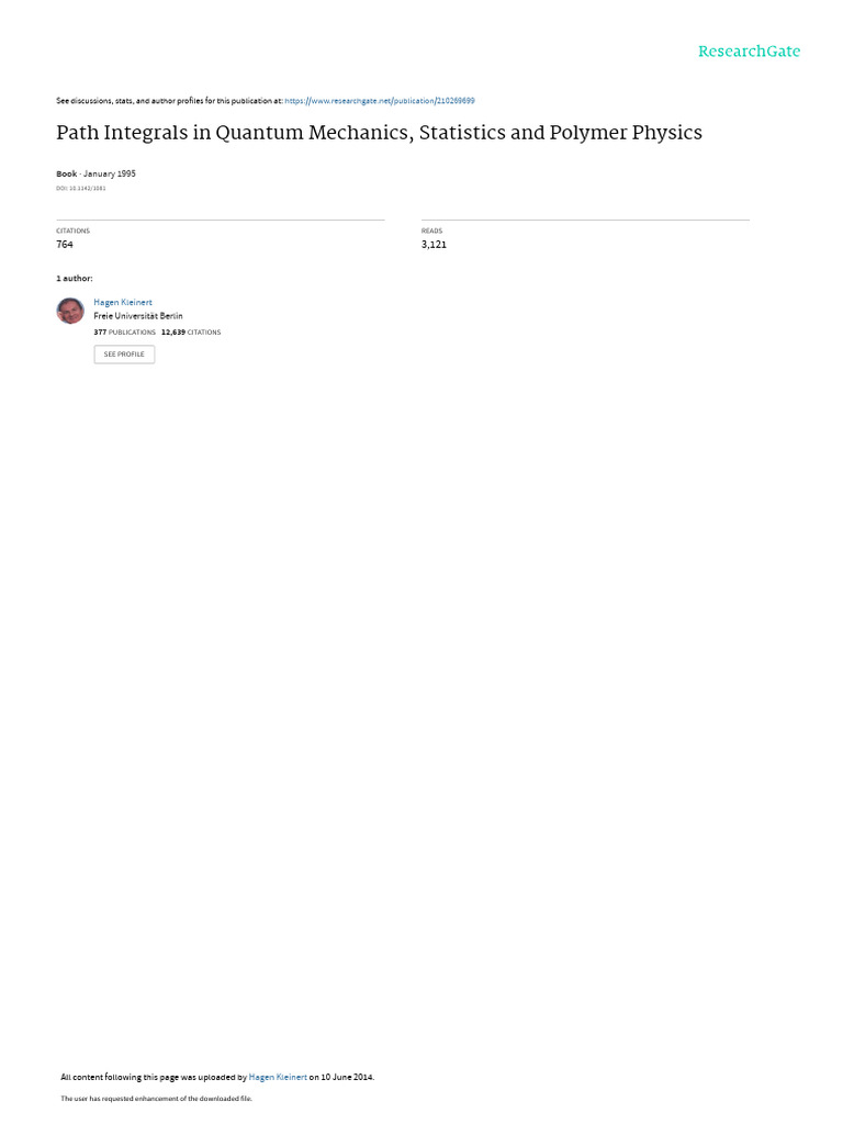 Path Integrals in Quantum Mechanics Statistics and | PDF | Physics | Applied Mathematics