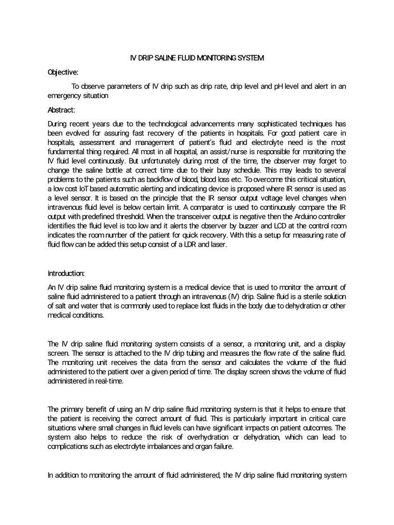 IV Drip Saline Fluid Monitoring System-2 | PDF