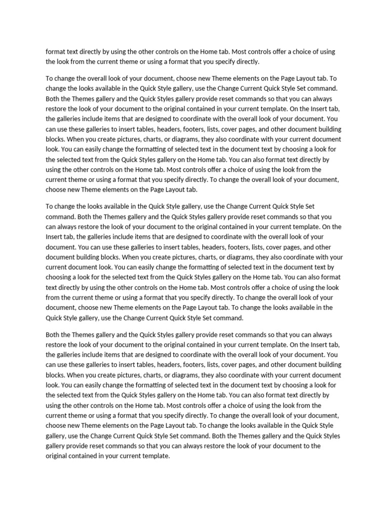 Format Text Directly by Using The Other Controls On The Home Tab | PDF ...