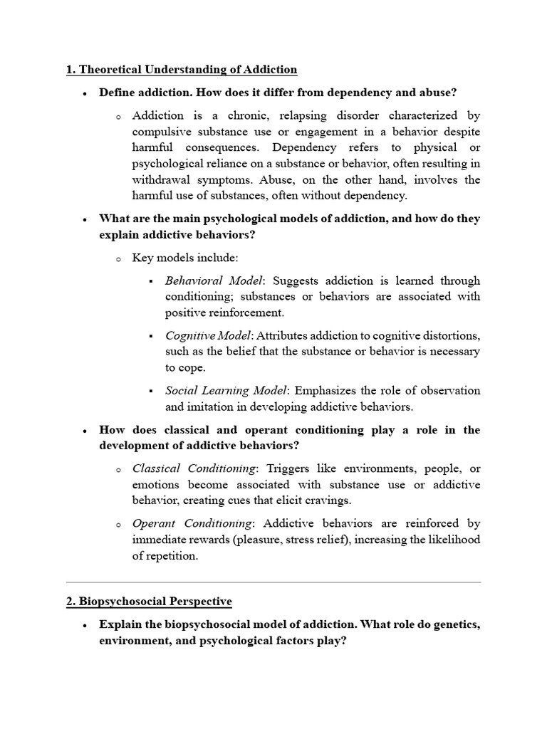 Understanding Psychological Models of Addiction | PDF | Substance ...