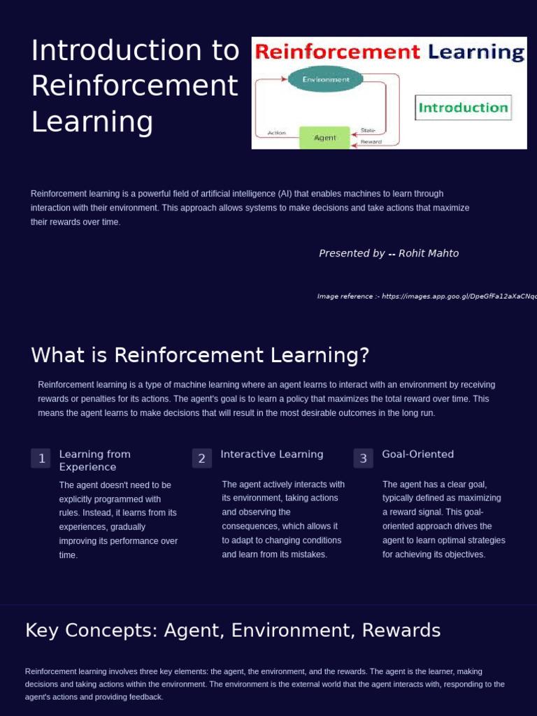 Introduction To Reinforcement Learning: Presented by - Rohit Mahto ...